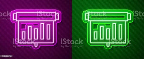 보라색과 녹색 배경에 격리 된 그래프 차트 아이콘빛나는 네온 라인 보드 텍스트 파일 아이콘을 보고합니다 회계 기호 감사 분석 계획 벡터 3차원 형태에 대한 스톡 벡터 아트