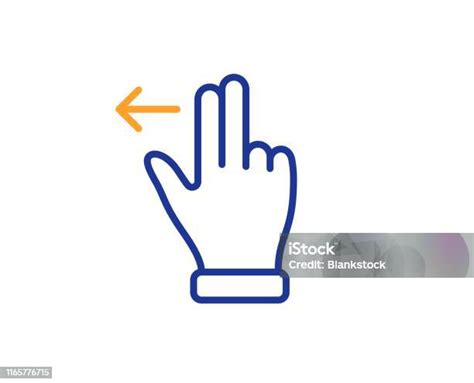 터치 스크린 제스처 라인 아이콘입니다 왼쪽 화살표 기호를 밉합니다 스 와이프 동작 벡터 고급에 대한 스톡 벡터 아트 및 기타