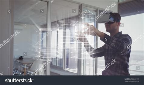 Digital Composite Man Vr Headset Touching Stock Photo 705659977 Shutterstock