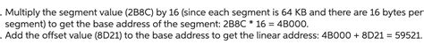 Solved Multiply The Segment Value 2b8c By 16 Since Each