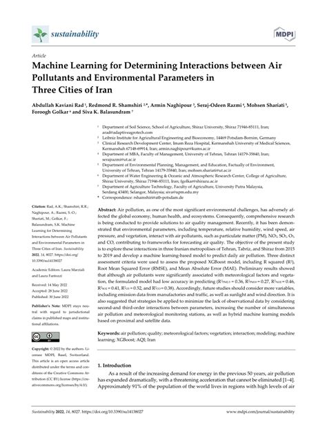 Pdf Machine Learning For Determining Interactions Between Air