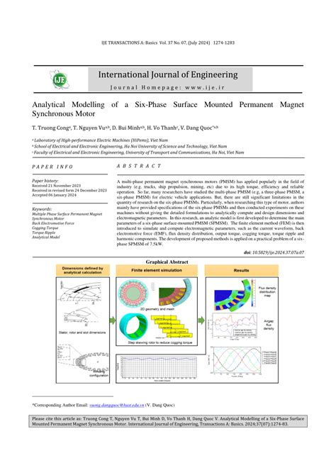 Pdf Analytical Modelling Of A Six Phase Surface Mounted Permanent Magnet Synchronous Motor