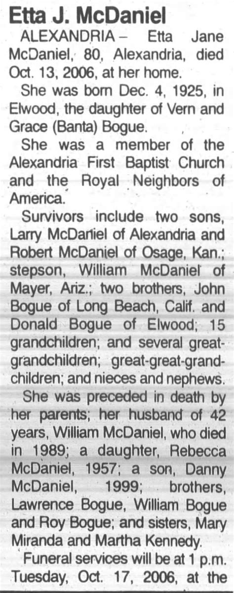 Etta Jane Bogue Mcdaniel 1925 2006 Memorial Find A Grave