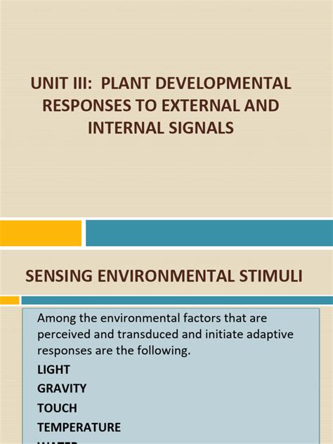 Bio109p Module 3 Plant Developmental Responses To External And Internal Signals Pdf Organisms