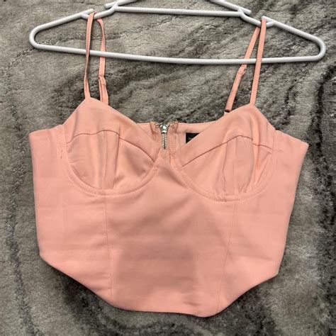 Blush Pink White Fox Bustier Worn Once Depop