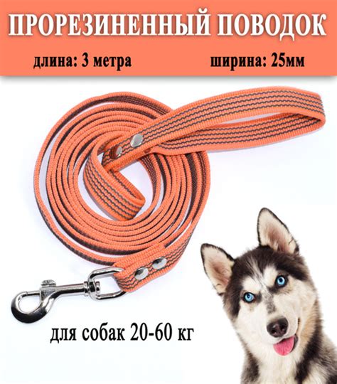 Поводок прорезиненный для собак, оранжевый, 3 метра. - купить с ...