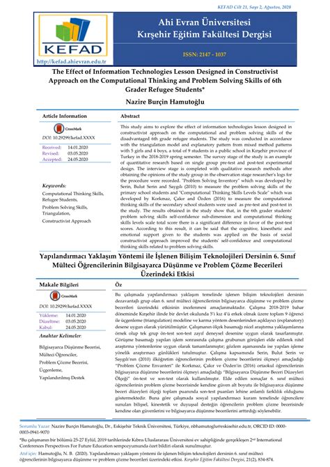 Pdf The Effect Of Information Technologies Lesson Designed In Constructivist Approach On The