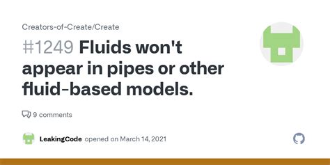 Fluids Won T Appear In Pipes Or Other Fluid Based Models Issue Creators Of Create