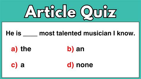A An The Articles Quiz Definite And Indefinite Articles Challenge