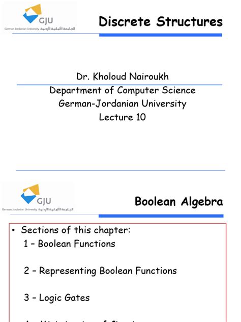 Cs 201 Lecture 10 Boolean Algebra Pdf Boolean Algebra Teaching Mathematics