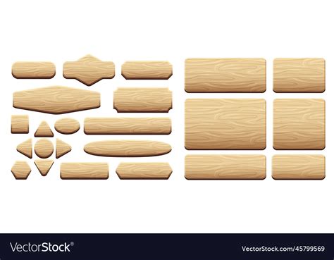 Wooden Game Ui Asset Gaming User Interface Vector Image
