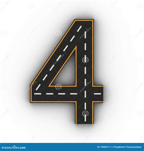Number Four Symbols Of The Figures In The Form Of A Road With White And