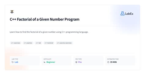 C Factorial Of A Given Number Program Labex