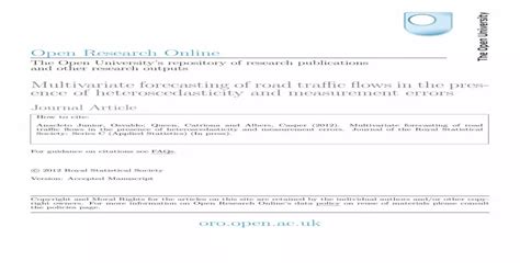Multivariate Forecasting Of Road Traffic Flows In The Presence Of Heteroscedasticity And