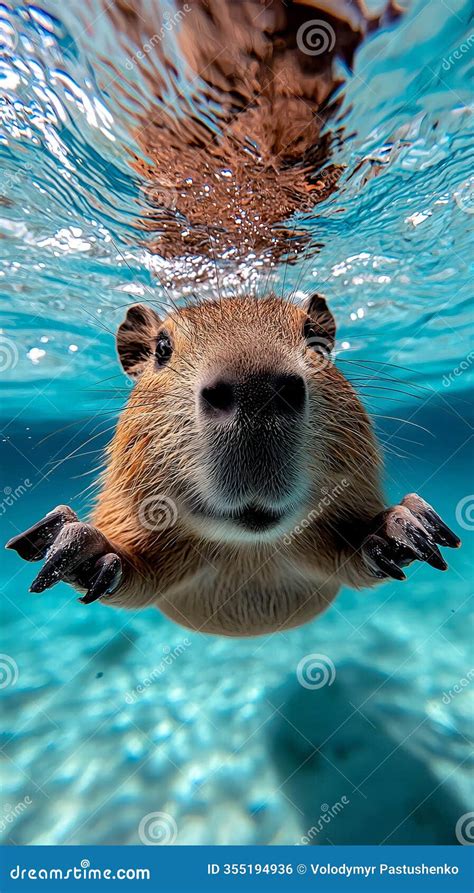 A Capybara Swimming In A River Of Plastic Bottles And Other Trash Ai