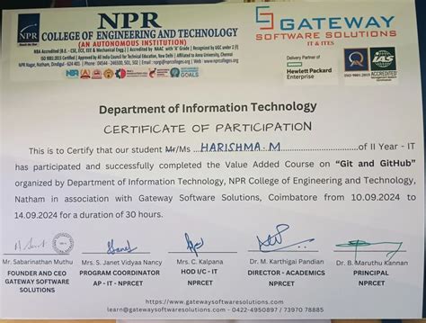 Git Github Softwaredevelopment Versioncontrol Nprcet Harishma M