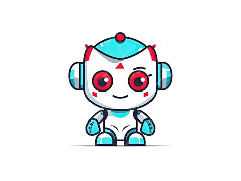 로봇 챗봇 Ai 봇 만화 로고 배지 디자인 기호 만화 플랫 스타일 일러스트레이션 Generative Ai 프리미엄 사진