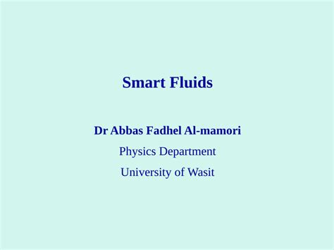 Pdf Smart Fluid