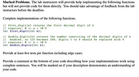 Solved Marked Problems The Lab Instructors Will Provide Chegg
