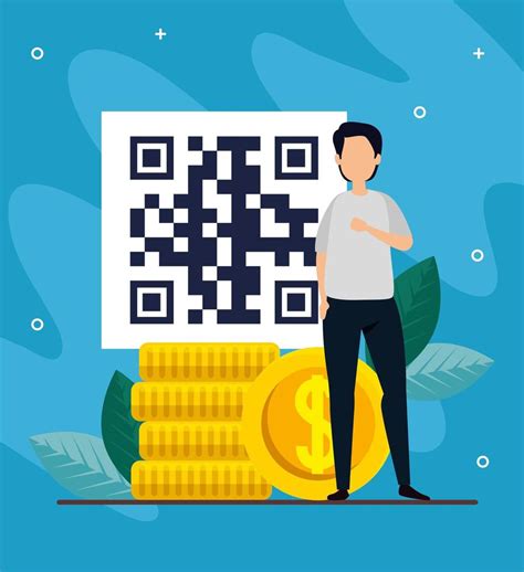Man With Code Qr And Icons 4626061 Vector Art At Vecteezy