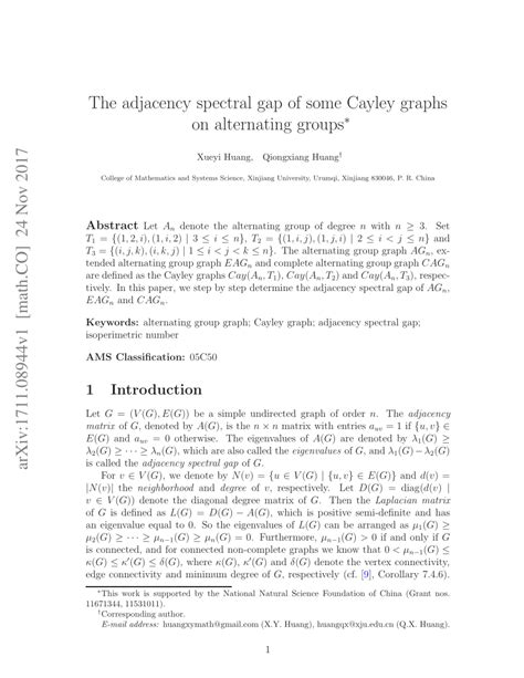 Pdf The Adjacency Spectral Gap Of Some Cayley Graphs On Alternating