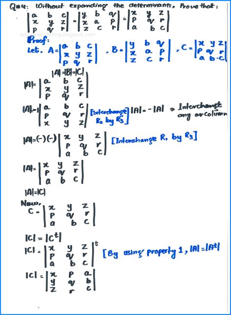 Adamjee Coaching Matrices And Determinants Exercise Mathematics Th