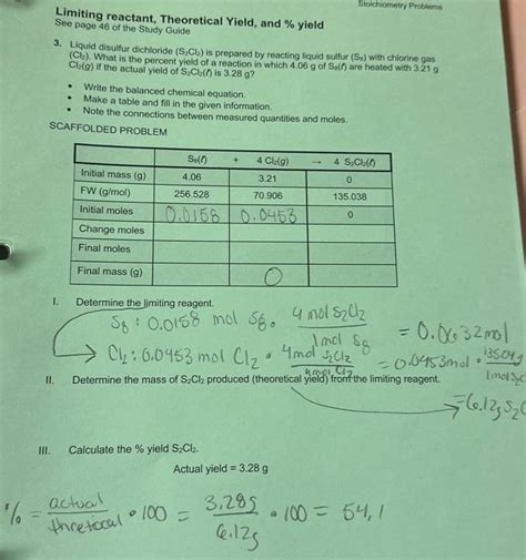 Solved Stoichiometry Problems Limiting Reactant Theoretical