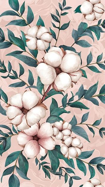 Premium Photo Cotton Flowers With Eucaliptus Floral Pattern On Pink