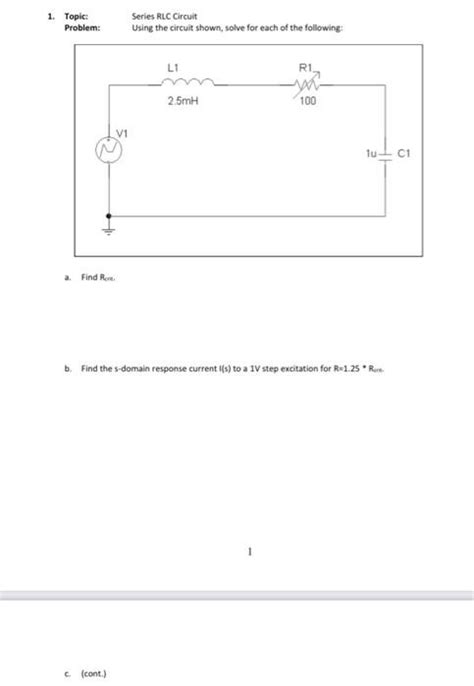 Solved Topic Problem Series RLC Circuit Using The Chegg