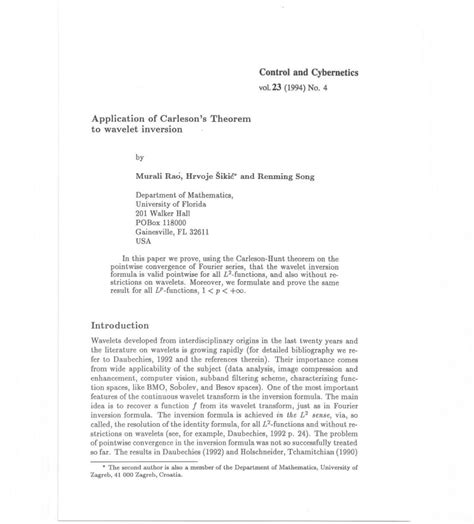 Pdf Application Of Carlesons Theorem To Wavelet Inversion