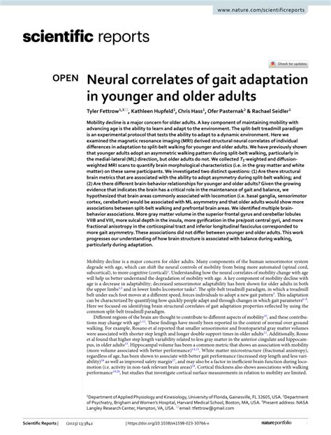 Pdf Neural Correlates Of Gait Adaptation In Younger And Older Adults