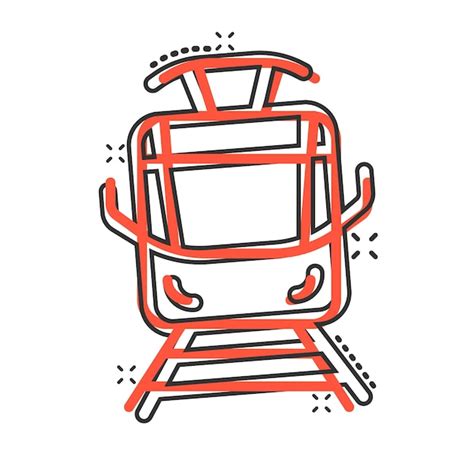 만화 스타일의 지하철 아이콘 격리 된 흰색 배경에 기차 지하철 만화 벡터 일러스트 레이 션 철도 화물 시작 효과 비즈니스 개념 프리미엄 벡터