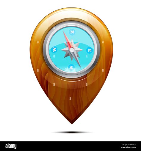 Wooden Pointer With A Compass Isolated On A White Background Stock Photo Alamy
