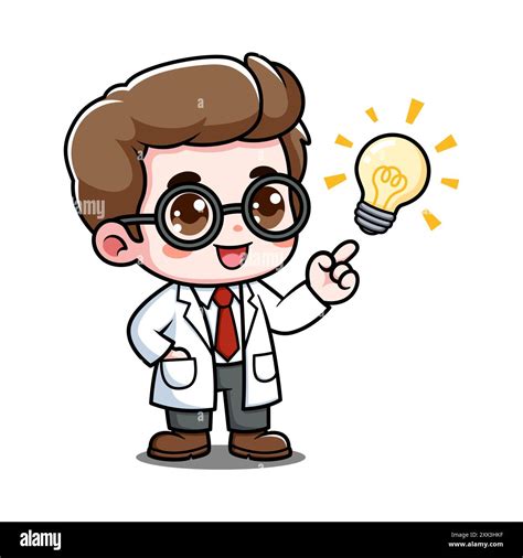 Cute Scientist Cartoon Character With Lighbulb Stock Vector Image And Art
