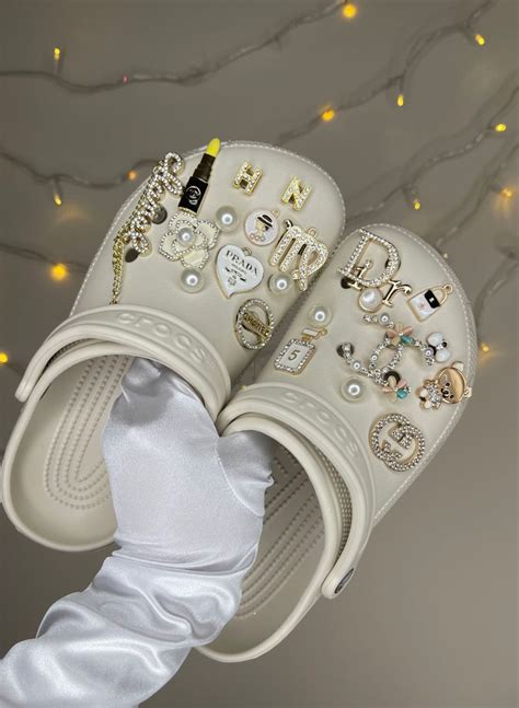 Pearl Theme Customised Crocs🤍 Crocs Fashion Girly Shoes Fancy Shoes