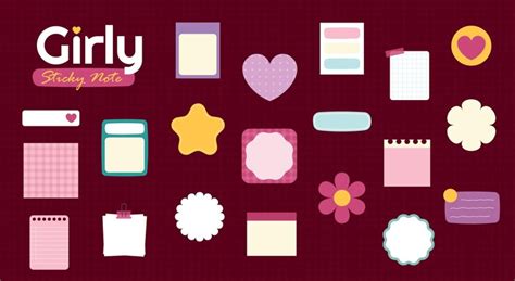 Premium Vector Girly Sticky Notes