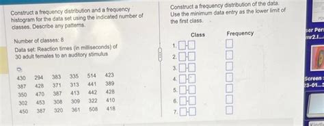 Solved Construct A Frequency Distribution And A Frequency Chegg Com