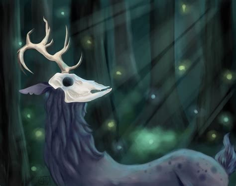 Иллюстрация Олень в лесу в стиле компьютерная графика