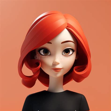 Minimalist 3d Character Design Ava Anime Girl With Short Red Hair