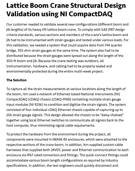 Lattice Boom Crane Structural Design Validation Using Ni Com