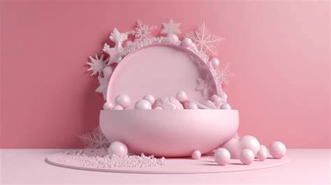 진주 프레임으로 장식된 눈송이 겨울 원더랜드 핑크 파스텔 3d 연단 크리스마스 배경화면 크리스마스 배경 휴일 배경 배경 일러스트 및 사진 무료 다운로드 Pngtree