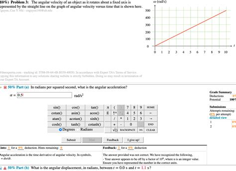 [solved] 10 problem 3 the angular velocity of an object as it rotates course hero