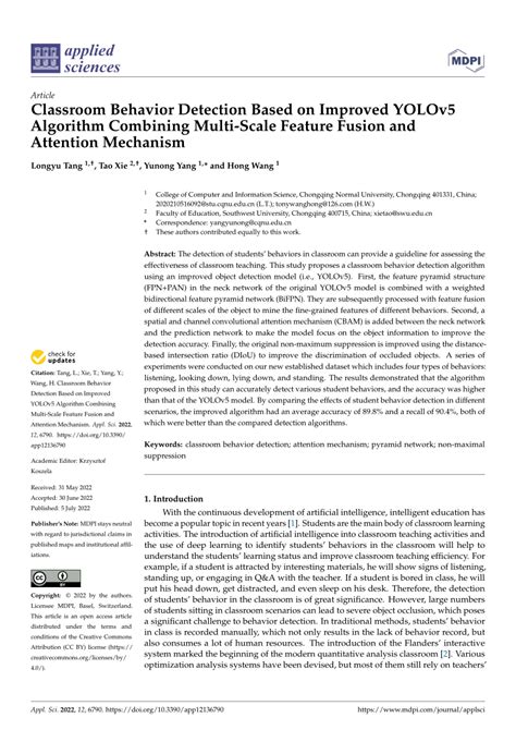 pdf classroom behavior detection based on improved yolov5 algorithm