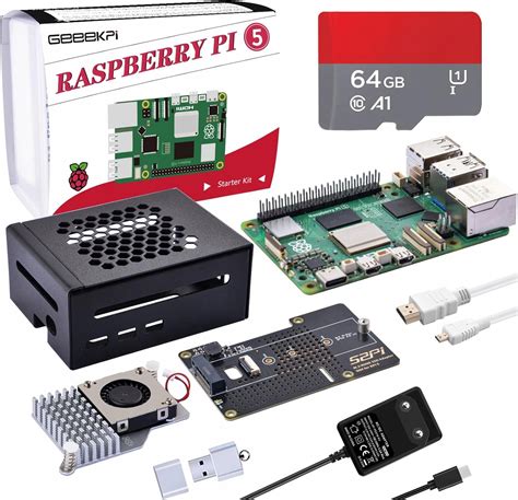geeekpi raspberry pi 5 8gb zestaw startowy z n04 m 2 nvme ssd pcie 64gb