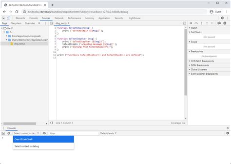 Example 1 Debugging Creojs Script