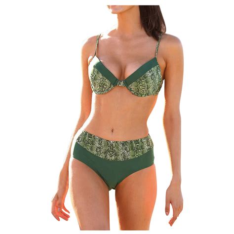 Samickarr Open Back Swimsuits For Women Floral Print Split Beachwear Two Piece High Waisted V