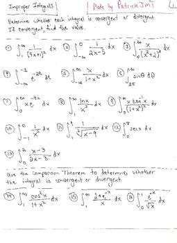 Calculus Improper Integrals By PatrickJMT Teachers Pay Teachers