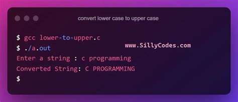 convert string from lower case to upper case in c language