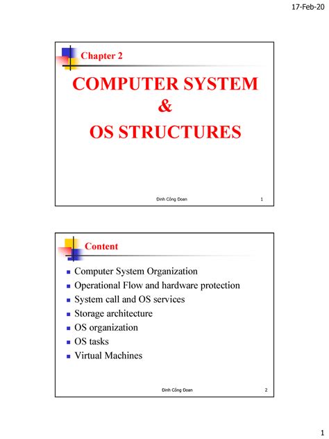 C2 Com Puter Os Structure Chapter 2 Computer System And Os Structures Đinh Công Đoan 1 Content