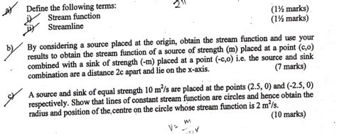 Solved २ Define the following terms Stream function Chegg